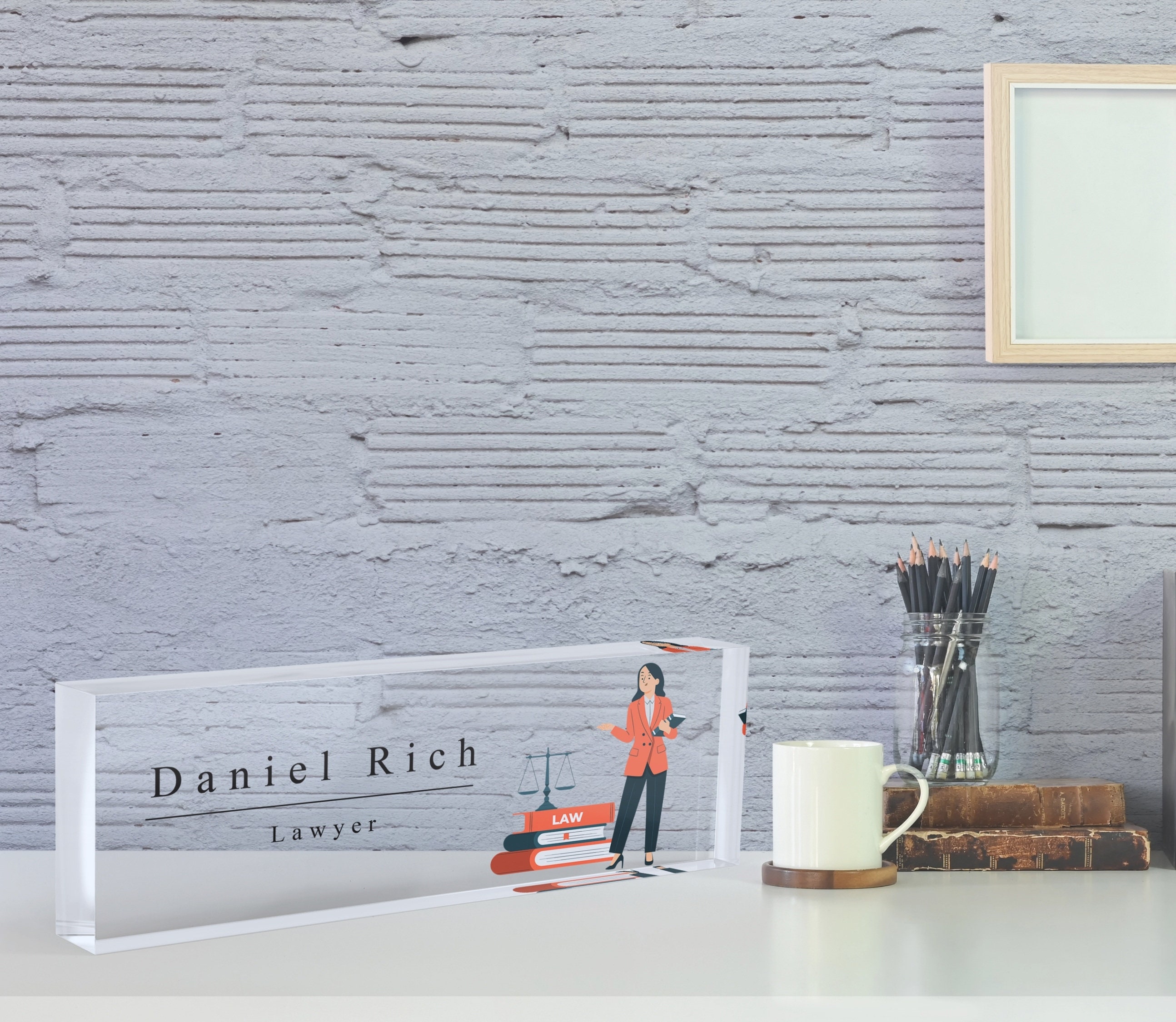 Lawyer Desk Name Plate, Attorney Glass Office Name Plate, Personalized ...
