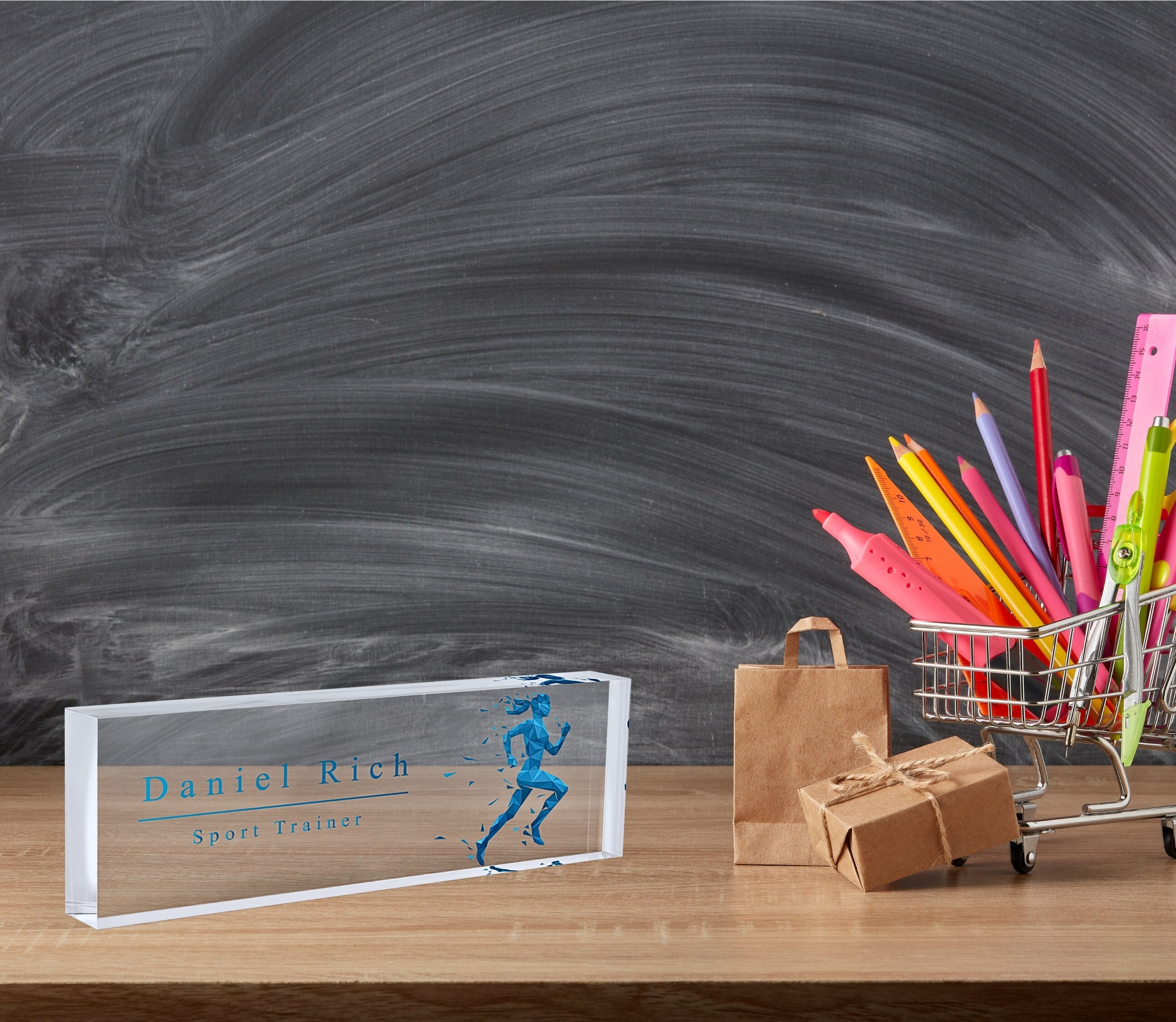 Female Athlete Desk Name Plate, Sports Trainer Desk Name Plate, Acrylic ...