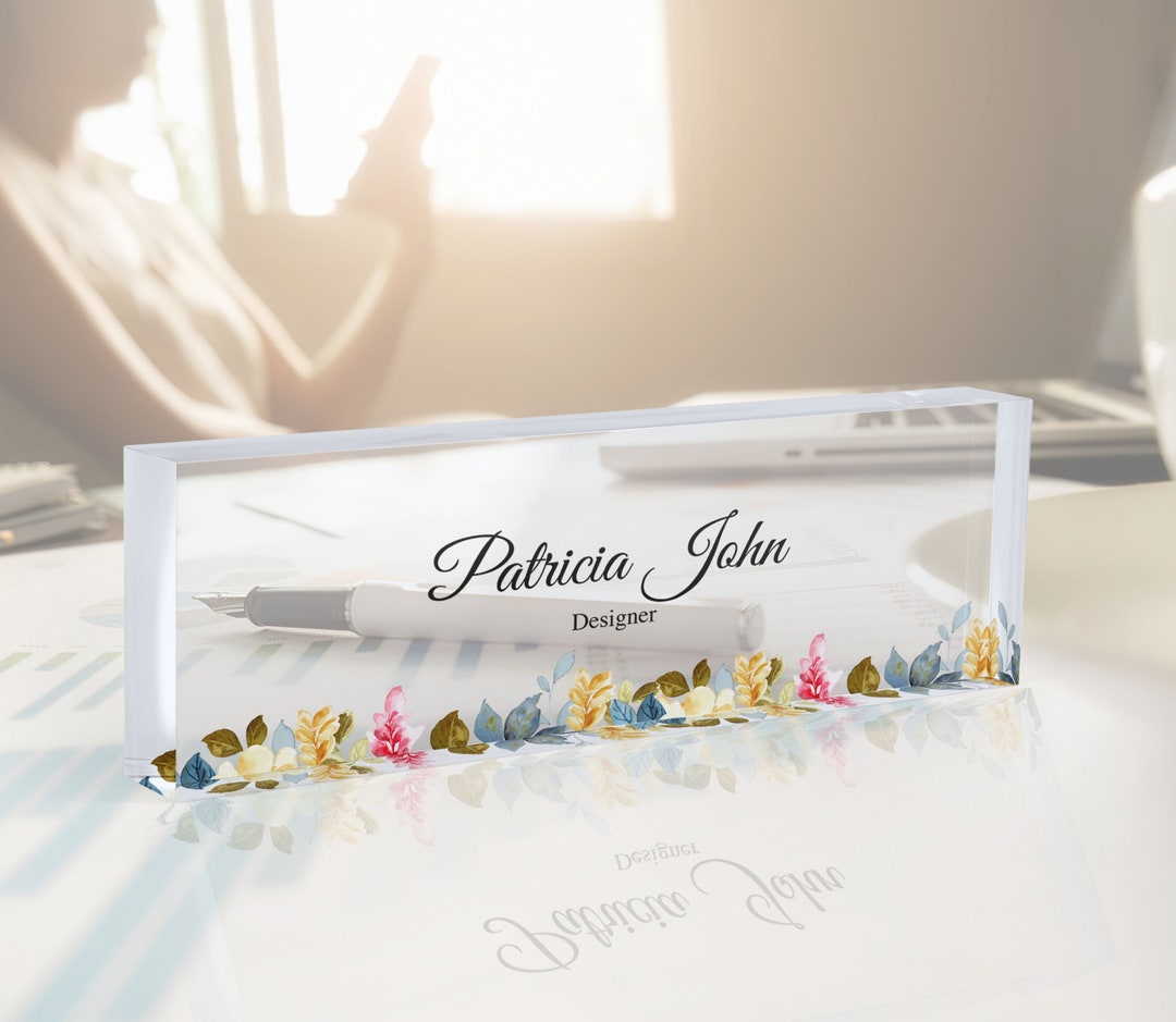 Flower Name Plate, Mixed Floral Design Name Plate, Acrylic Name Plate ...
