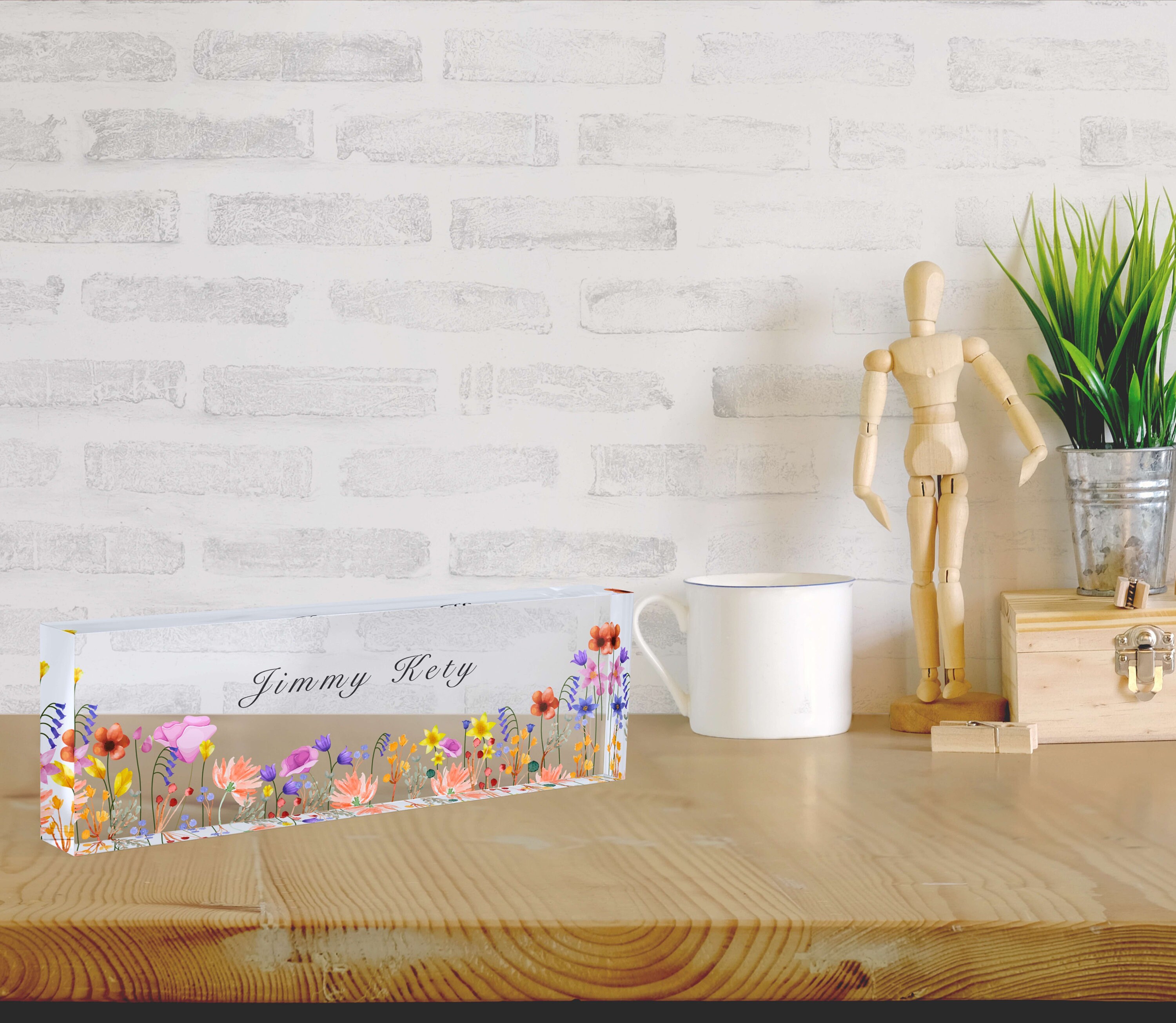 Flower Name Plate, Mixed Floral Design Name Plate, Personalized Sign ...