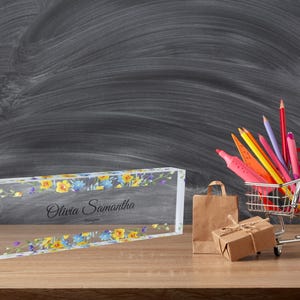 Flower Name Plate, Mixed Floral Design Name Plate, Acrylic Name Plate ...