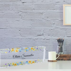 Flower Name Plate, Mixed Floral Design Name Plate, Acrylic Name Plate ...