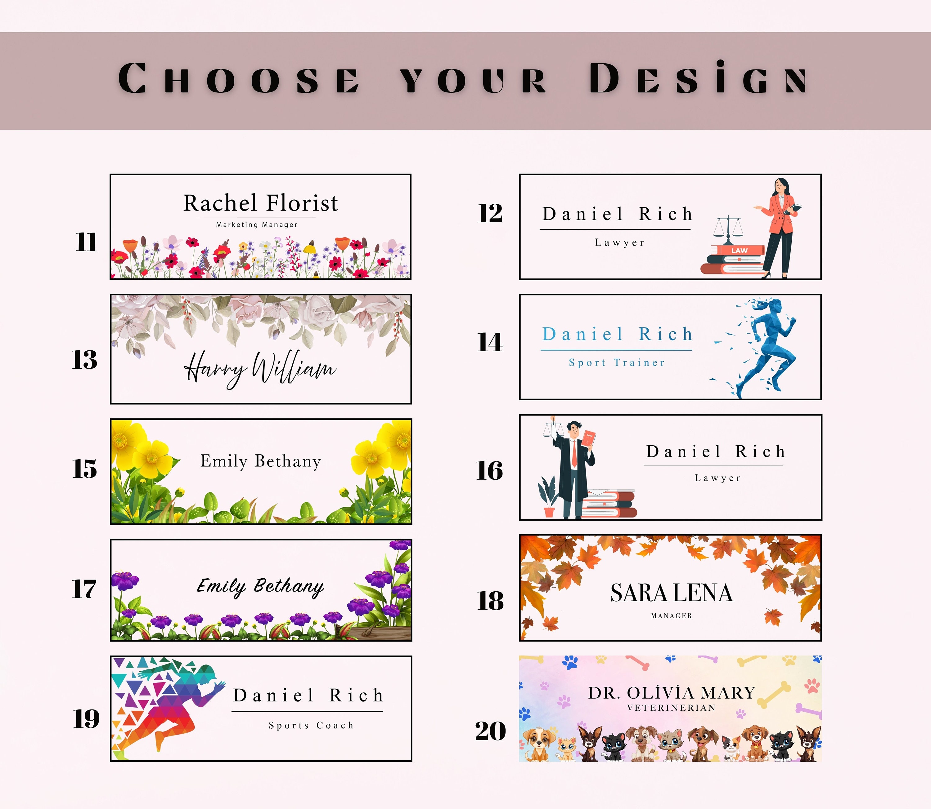 Flower Name Plate, Mixed Floral Design Name Plate, Acrylic Name Plate ...