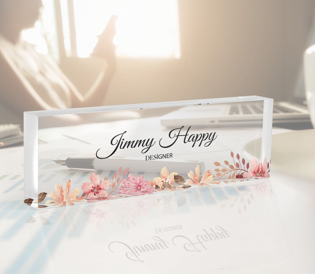 Custom Flower Name Plate, Acrylic Name Plate, Personalized Sign, Office ...
