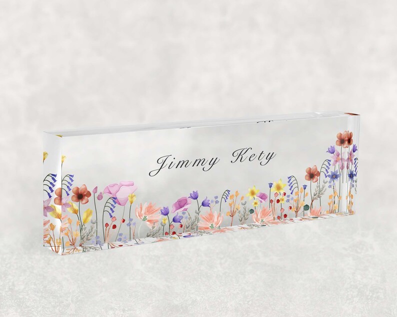 Flower Name Plate, Mixed Floral Design Name Plate, Personalized Sign ...