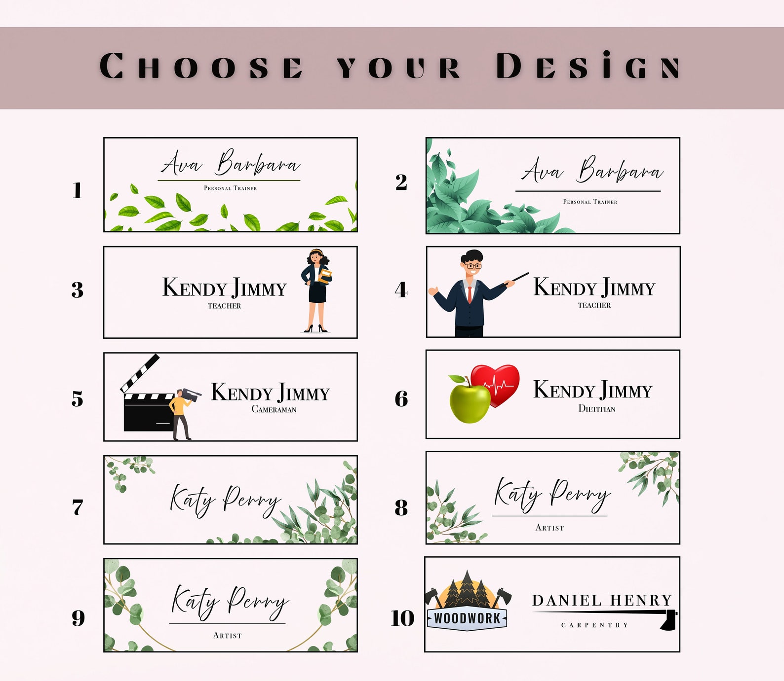 Green Leaf Desk Name Plate, Green Leaves on Clear Acrylic, Personalized ...