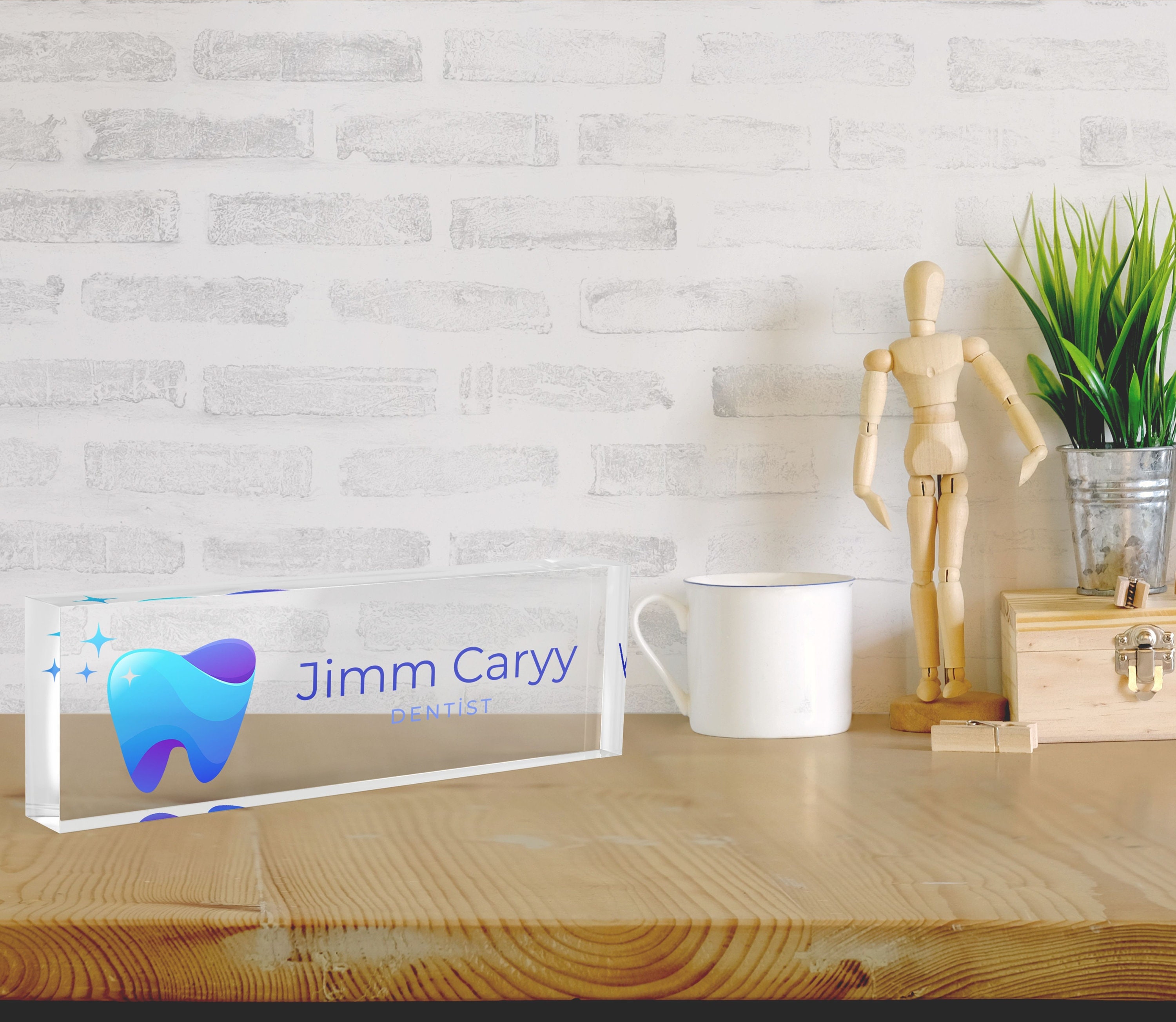 Dentist Desk Name Plate, Acrylic Name Plate, Dentist Office Sign, Name ...