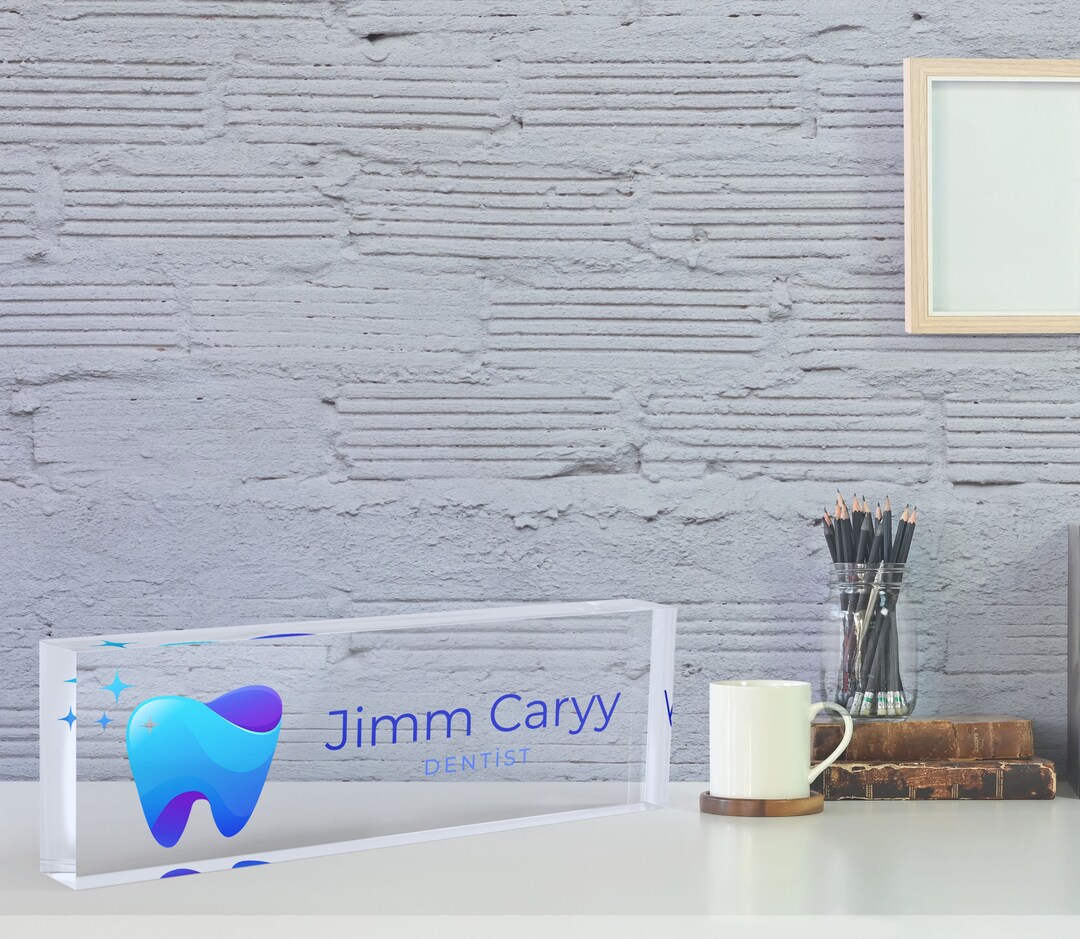 Dentist Desk Name Plate, Acrylic Name Plate, Dentist Office Sign, Name ...