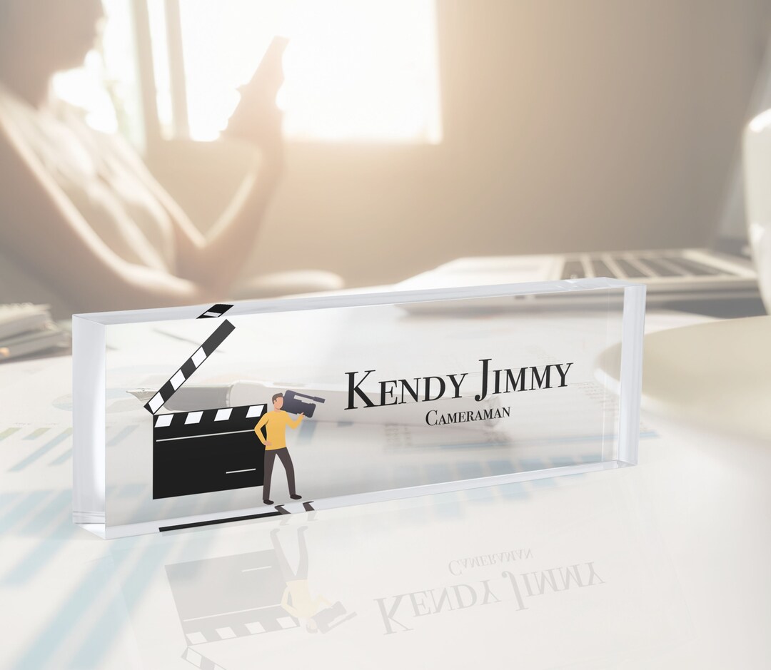 Cameraman Desk Name Plate, Acrylic Desk Name Plate, Personalized Sign ...