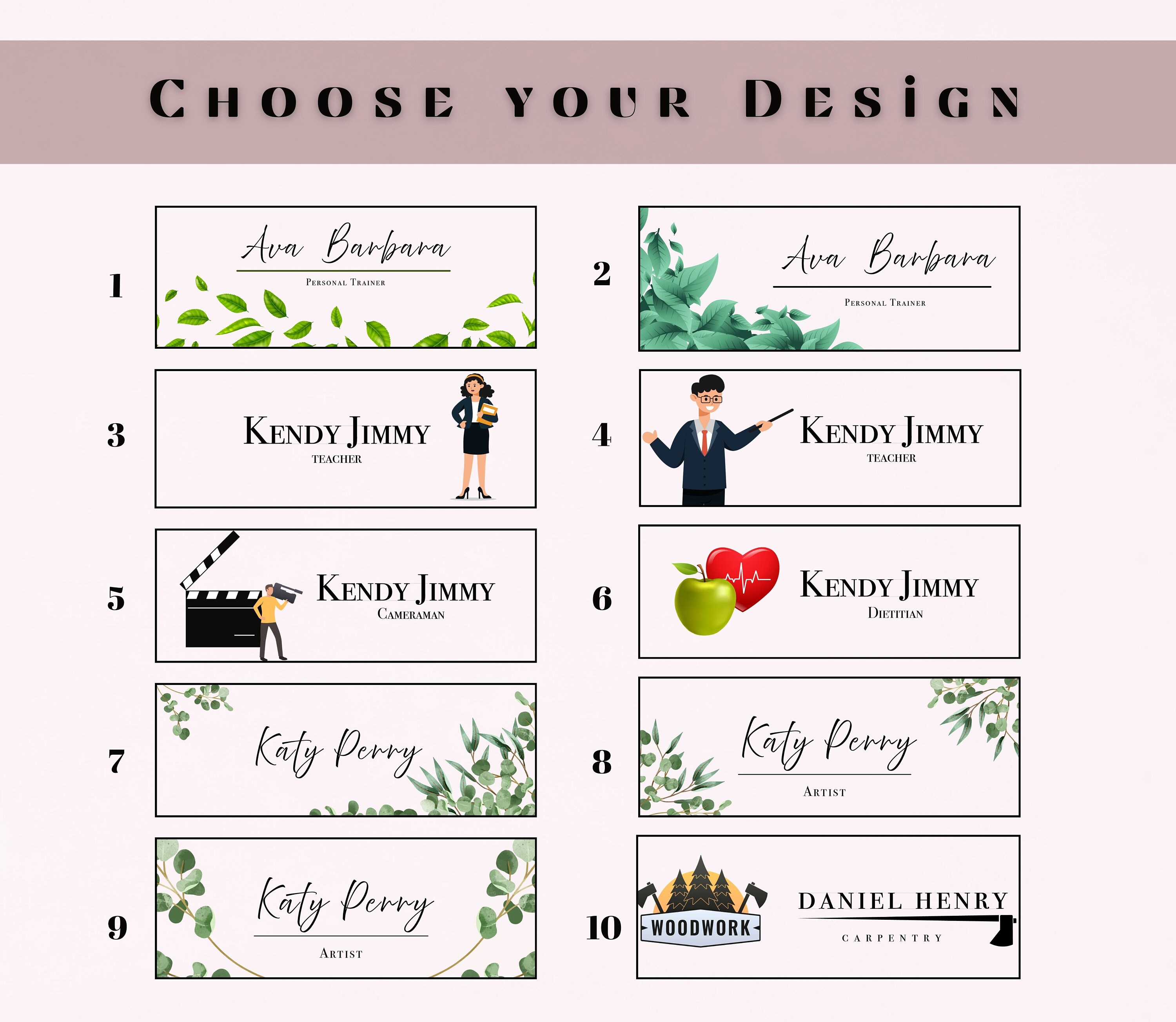 Green Leaf Desk Name Plate, Green Leaves on Clear Acrylic, Custom Name ...