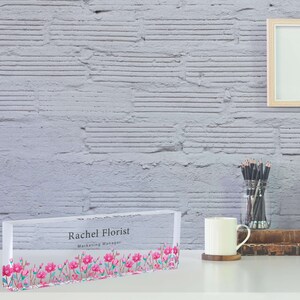 Custom Flower Name Plate, Desk Name Plate, Acrylic Name Plate ...