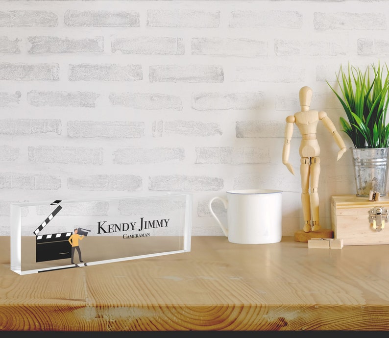 Cameraman Desk Name Plate, Acrylic Desk Name Plate, Personalized Sign ...
