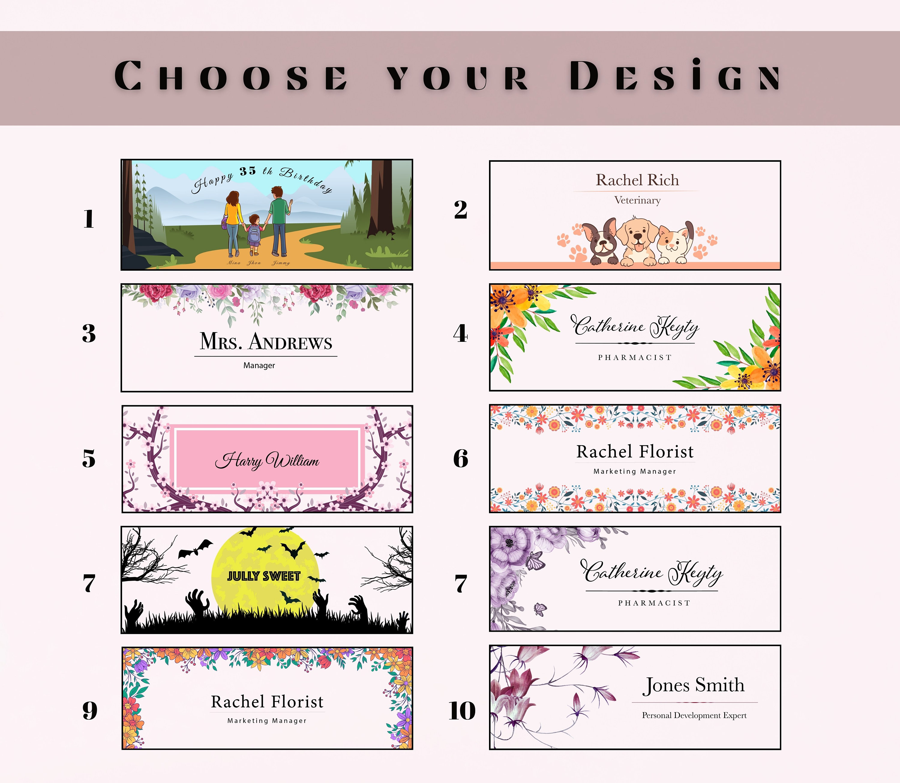 Flower Name Plate, Mixed Floral Design Name Plate, Acrylic Name Plate ...