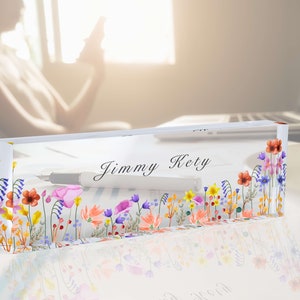 Flower Name Plate, Mixed Floral Design Name Plate, Personalized Sign ...