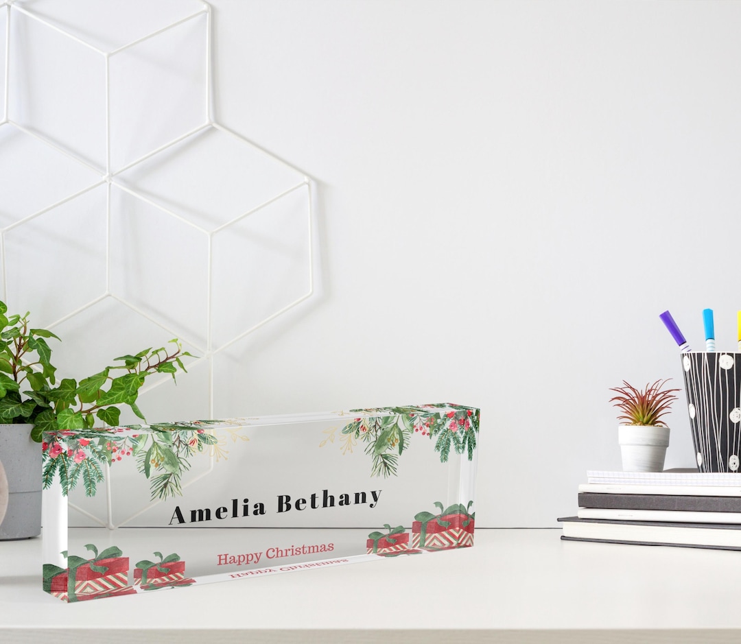 Christmas Themed Name Plate, Custom Name Plate, Acrylic Plaque ...