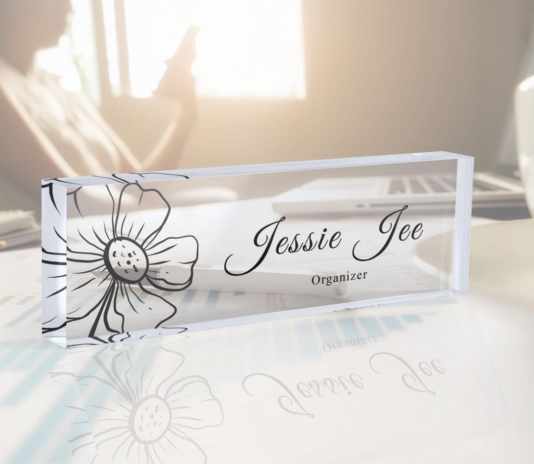 Flower Name Plate, Desk Name Plate, Acrylic Name Plate, Office Name ...