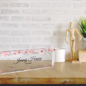 Flower Name Plate, Custom Desk Name Plate, Flowers Acrylic Name Plate ...