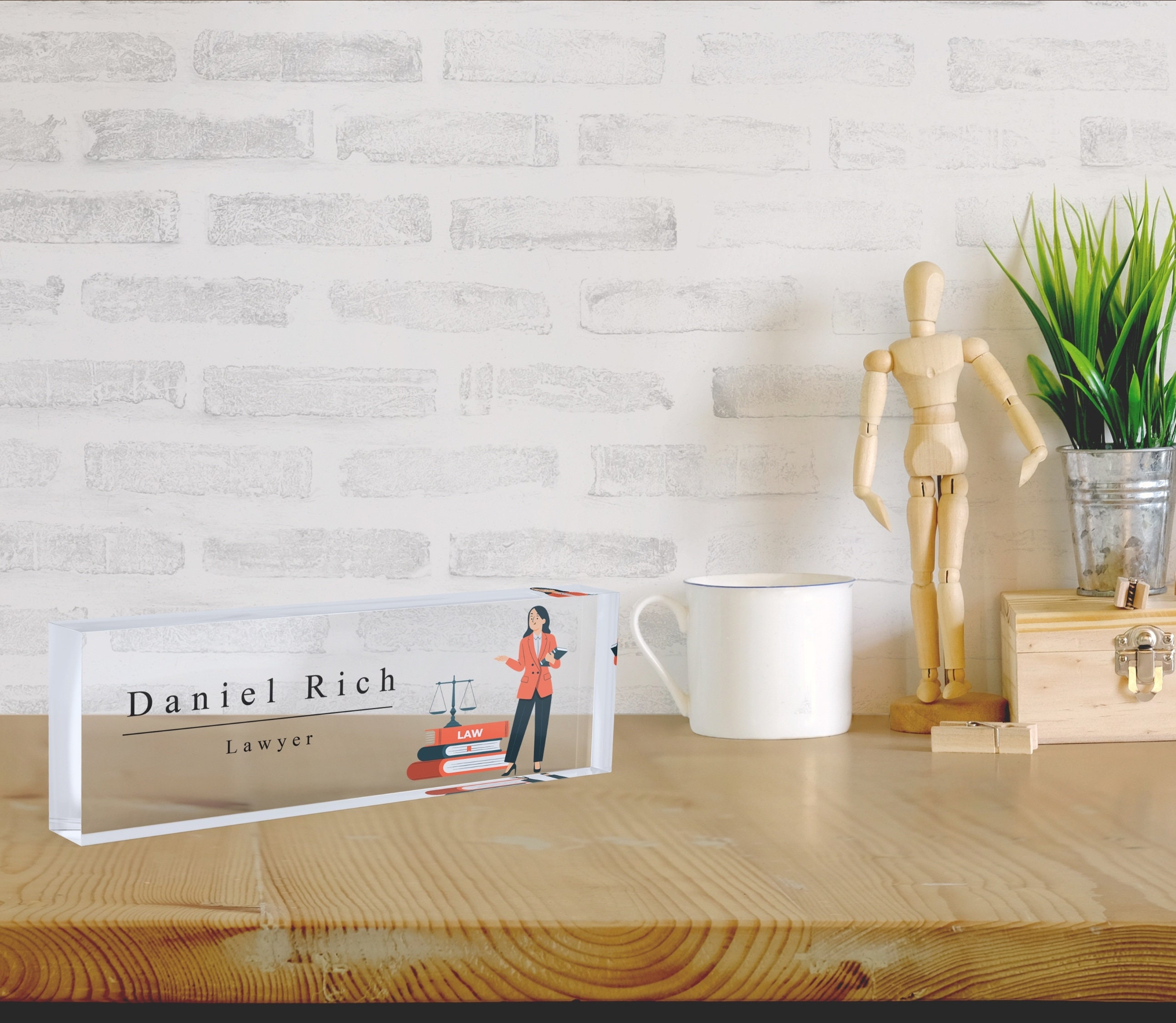 Lawyer Desk Name Plate, Attorney Glass Office Name Plate, Personalized ...