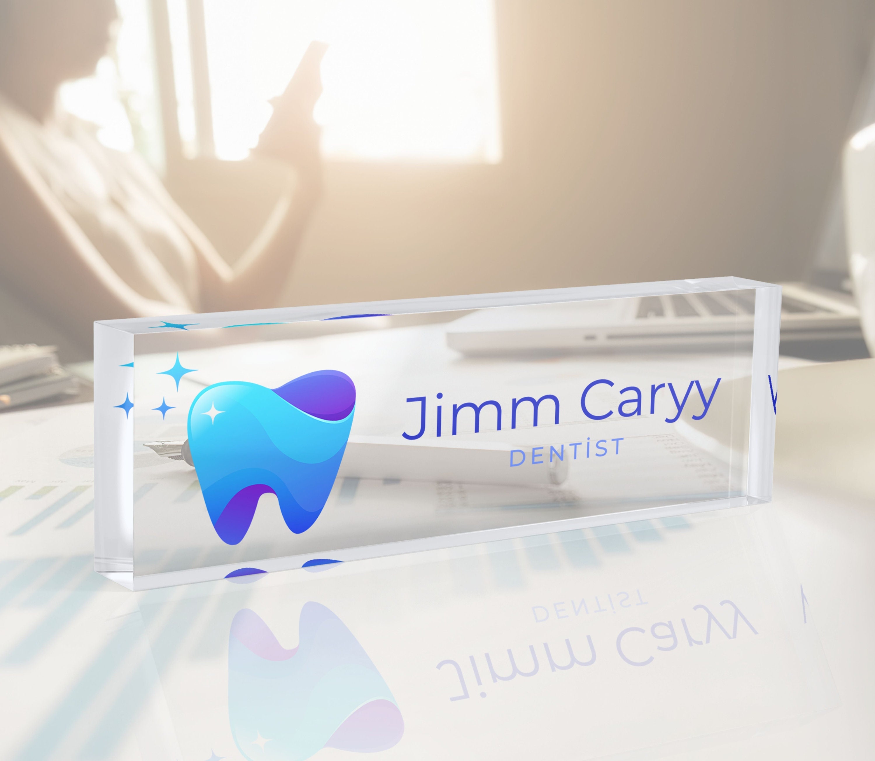 Dentist Desk Name Plate, Acrylic Name Plate, Dentist Office Sign, Name ...