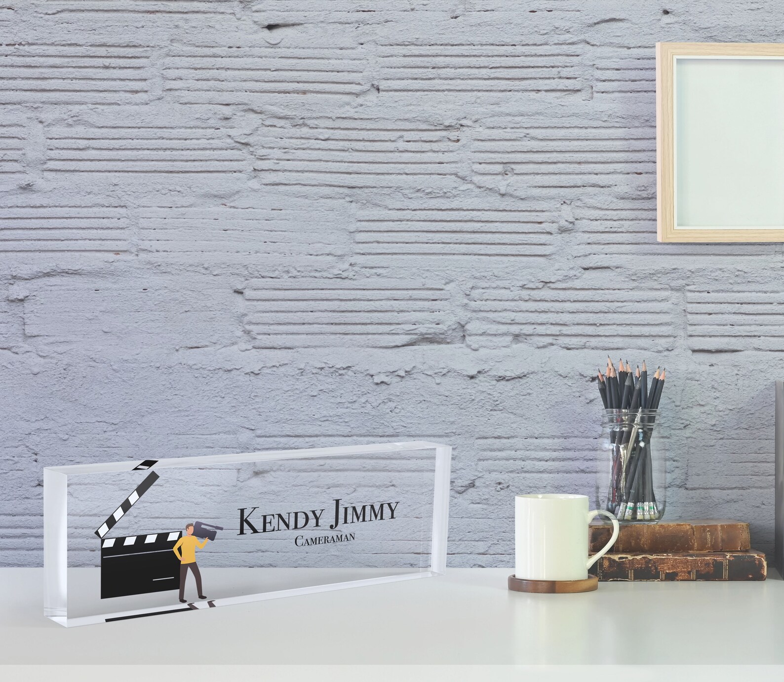 Cameraman Desk Name Plate, Acrylic Desk Name Plate, Personalized Sign ...