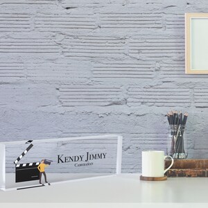 Cameraman Desk Name Plate, Acrylic Desk Name Plate, Personalized Sign ...