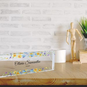 Flower Name Plate, Mixed Floral Design Name Plate, Acrylic Name Plate ...