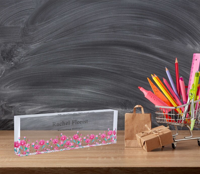 Custom Flower Name Plate, Desk Name Plate, Acrylic Name Plate ...