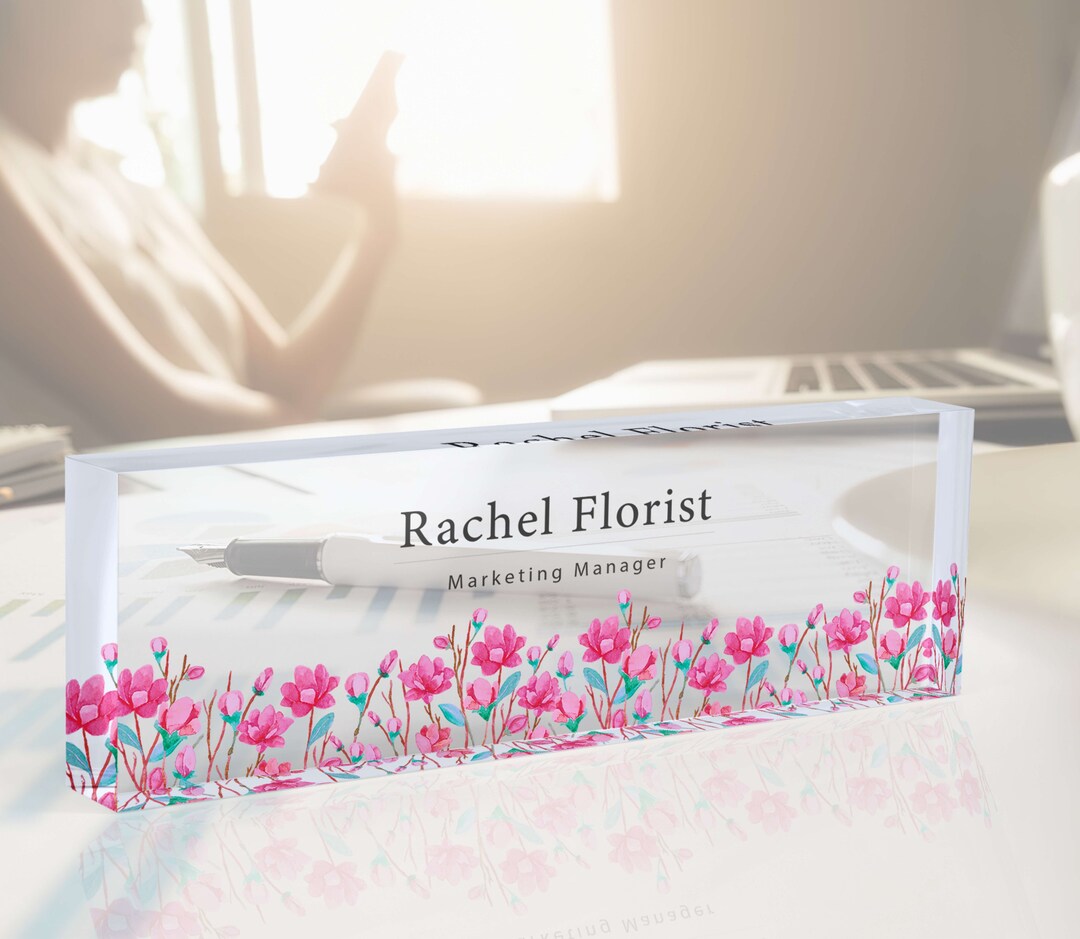Custom Flower Name Plate, Desk Name Plate, Acrylic Name Plate ...
