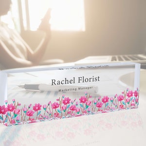 Custom Flower Name Plate, Desk Name Plate, Acrylic Name Plate ...