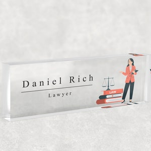 Lawyer Desk Name Plate, Attorney Glass Office Name Plate, Personalized ...