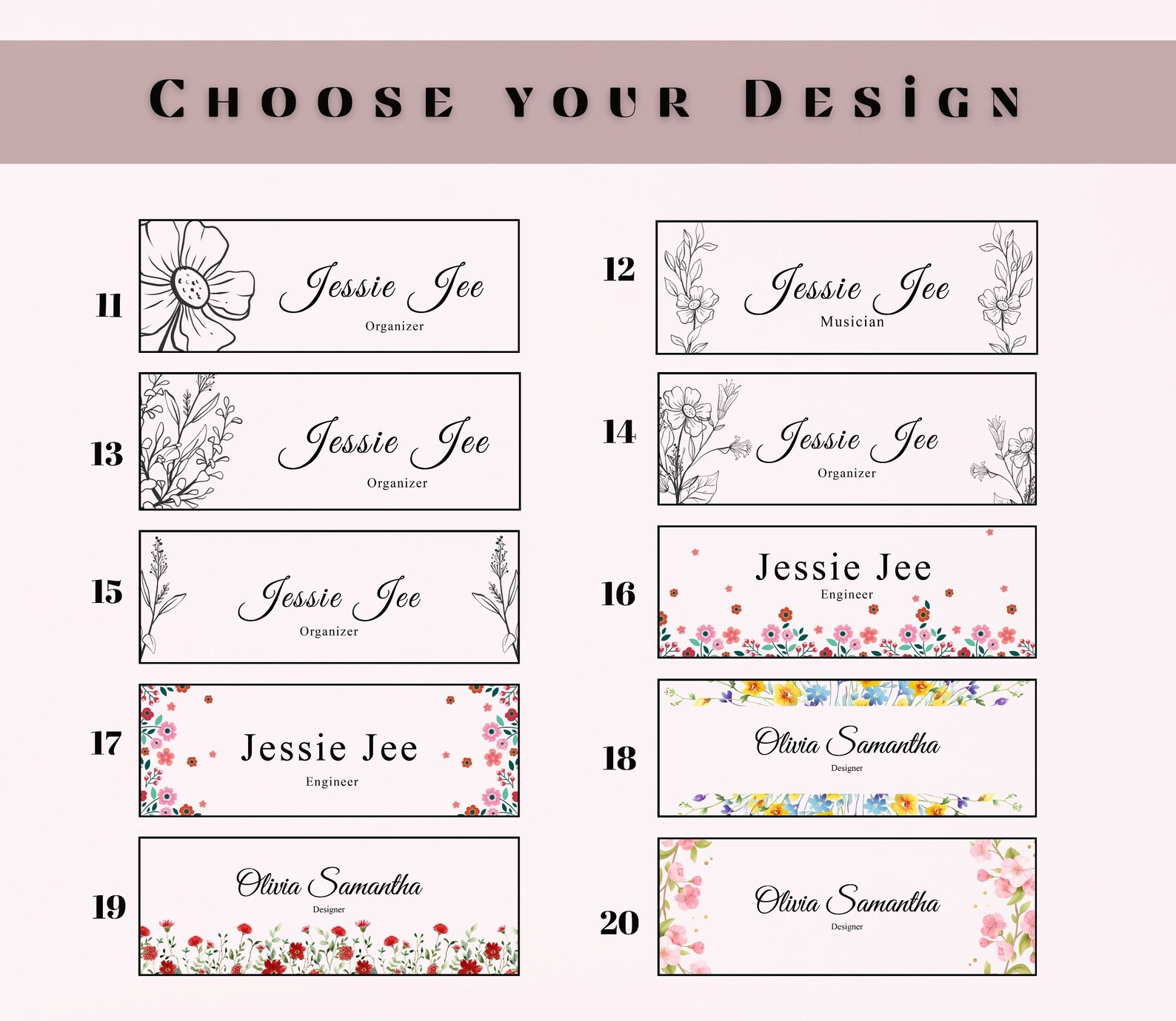 Flower Name Plate, Custom Desk Name Plate, Flowers Acrylic Name Plate ...
