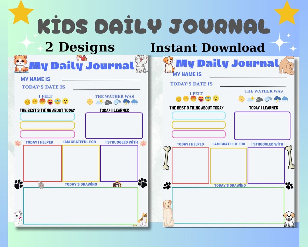 Kids Daily Journal Printable | Journal for Kids | Diary for Children ...