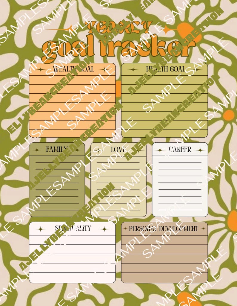 Groovy Daisy YEARLY GOAL TRACKER - Etsy