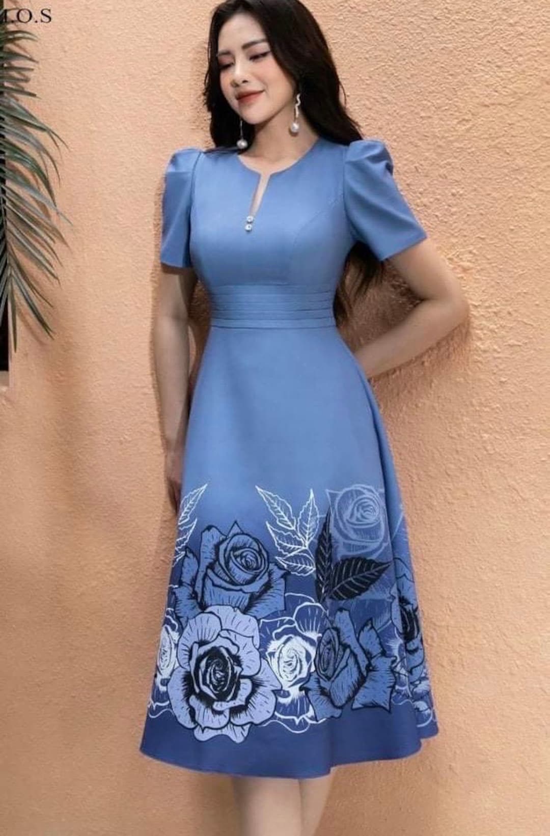 Blue Floral Cocktail Dress With Pockets - Etsy