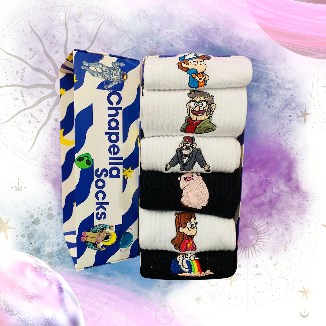 6 Pack Gravity Falls Embroidered Socks, Custom Sock,gifts for Friends ...
