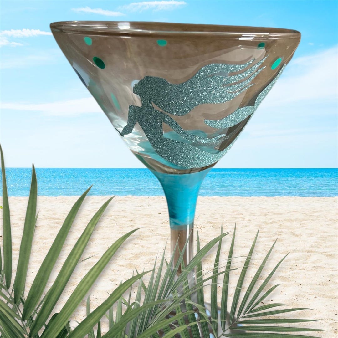 Mermaid Sea Life Martini Glass Set of 2 - Etsy