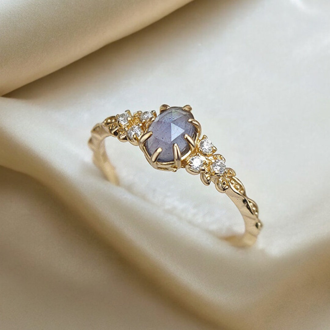 Natural Labradorite Ring 925 Sterling Silver Gold Labradorite ...