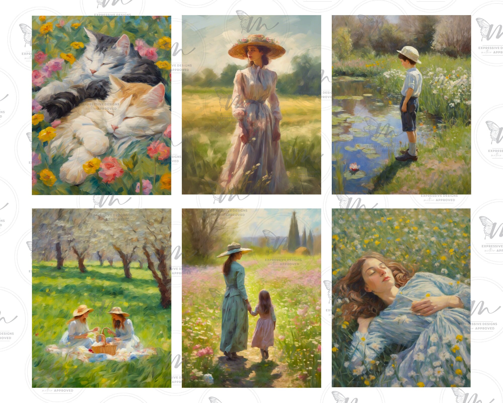 Printable Vintage Spring Images | Set of Spring Images | Country Field ...