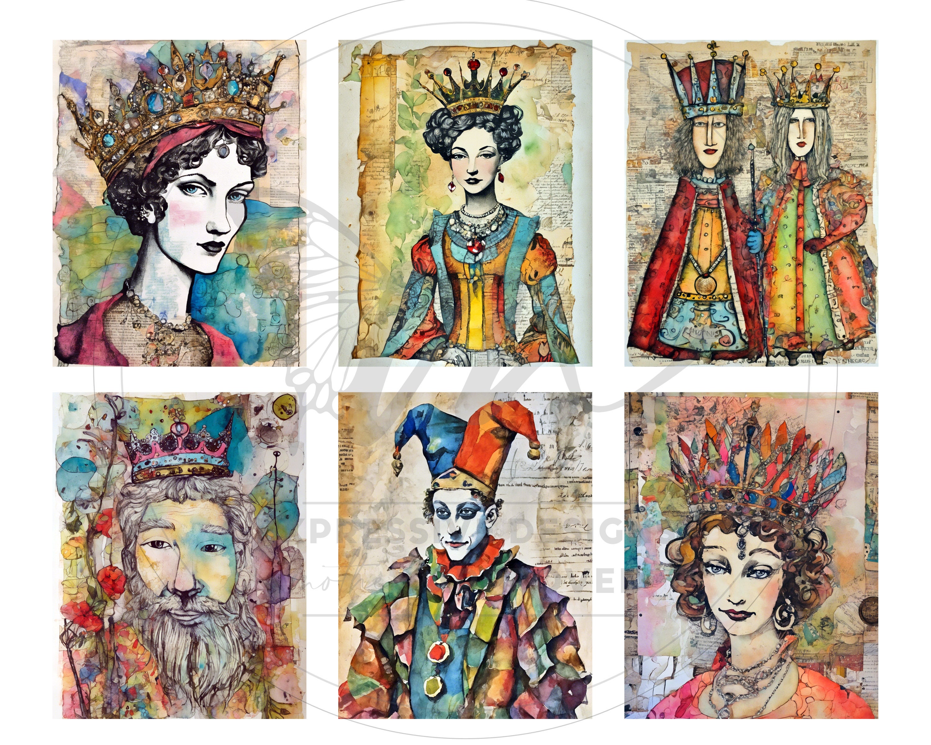 Queen and King Digital Images, Queen Digital Image, King Junk Journal ...