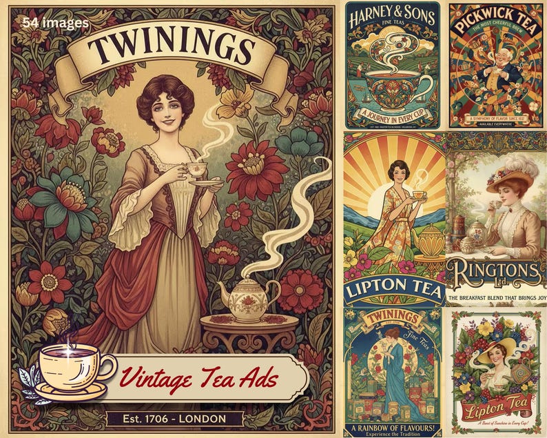 Vintage Tea Ads Ephemera Art Labels (digital Download) - Etsy Australia