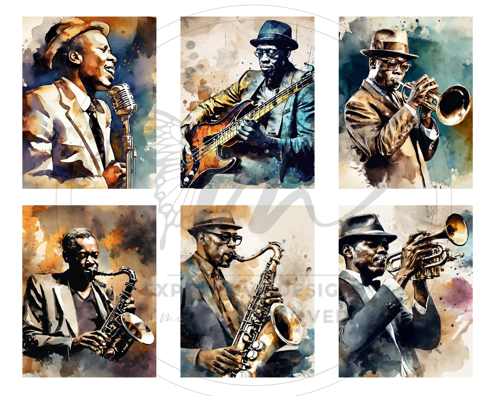 Jazz Singer Watercolor Clipart, Junk Journal Images (digital Download ...