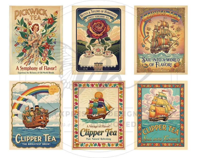 Vintage Tea Ads Ephemera Art Labels (digital Download) - Etsy Australia