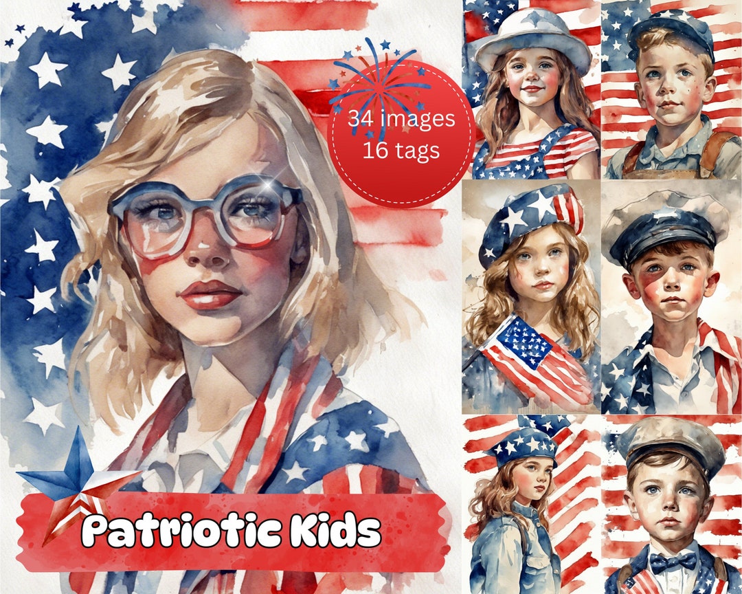 Patriotic Kids Images, Patriotic Kids Junk Journal, Patriotic Digital ...
