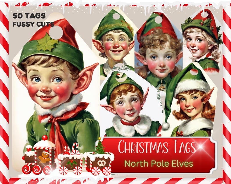 Christmas Elf Tags, North Pole Printable Art (digital Download) - Etsy