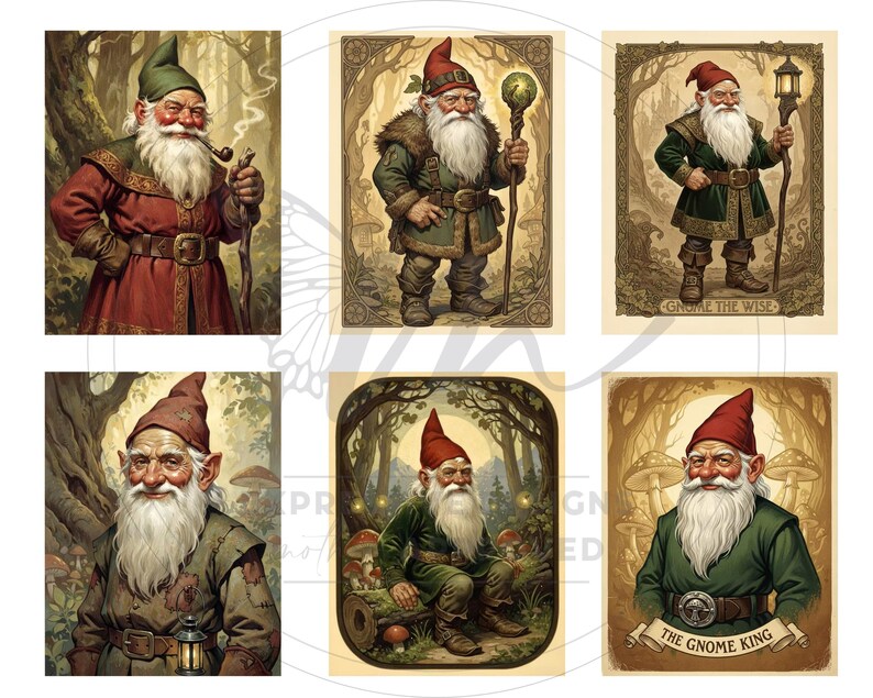 Vintage Gnome Graphics, Storybook Elders, Junk Journal Art (digital ...