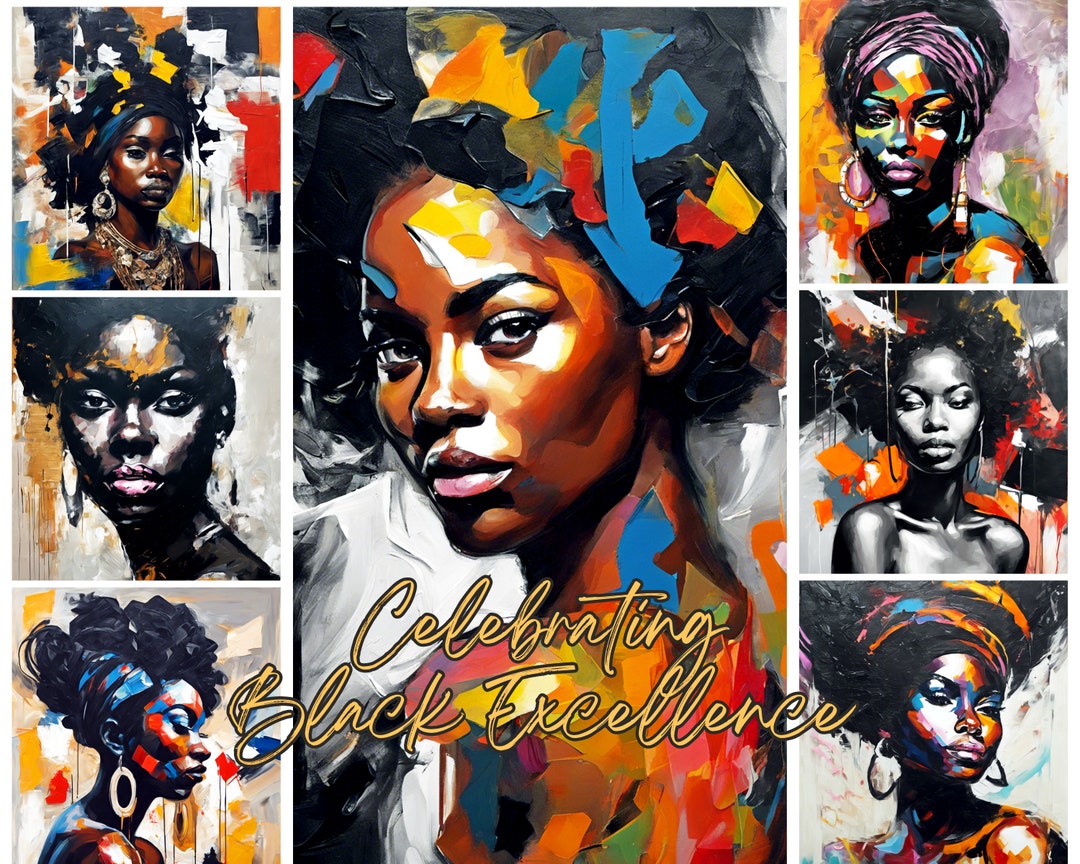 Black Women Abstract Art Prints, Junk Journal Scrapbook (digital ...