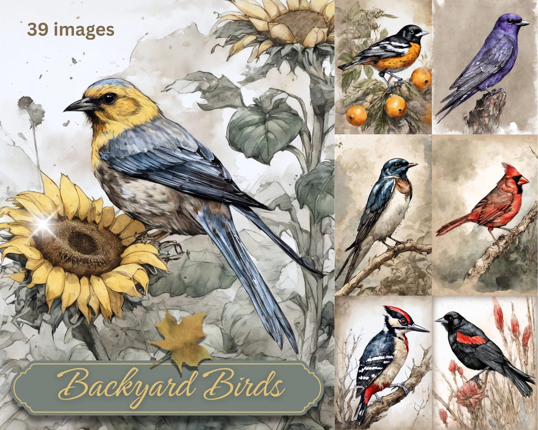 Backyard Birds Art, Bird Images for Scrapbook, Junk Journal Birds, Bird ...