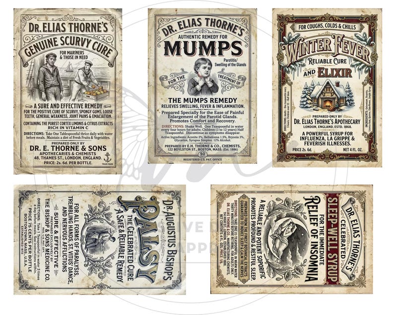 Vintage Medicine Labels, Snake Oil Elixir Art Ephemera (digital ...