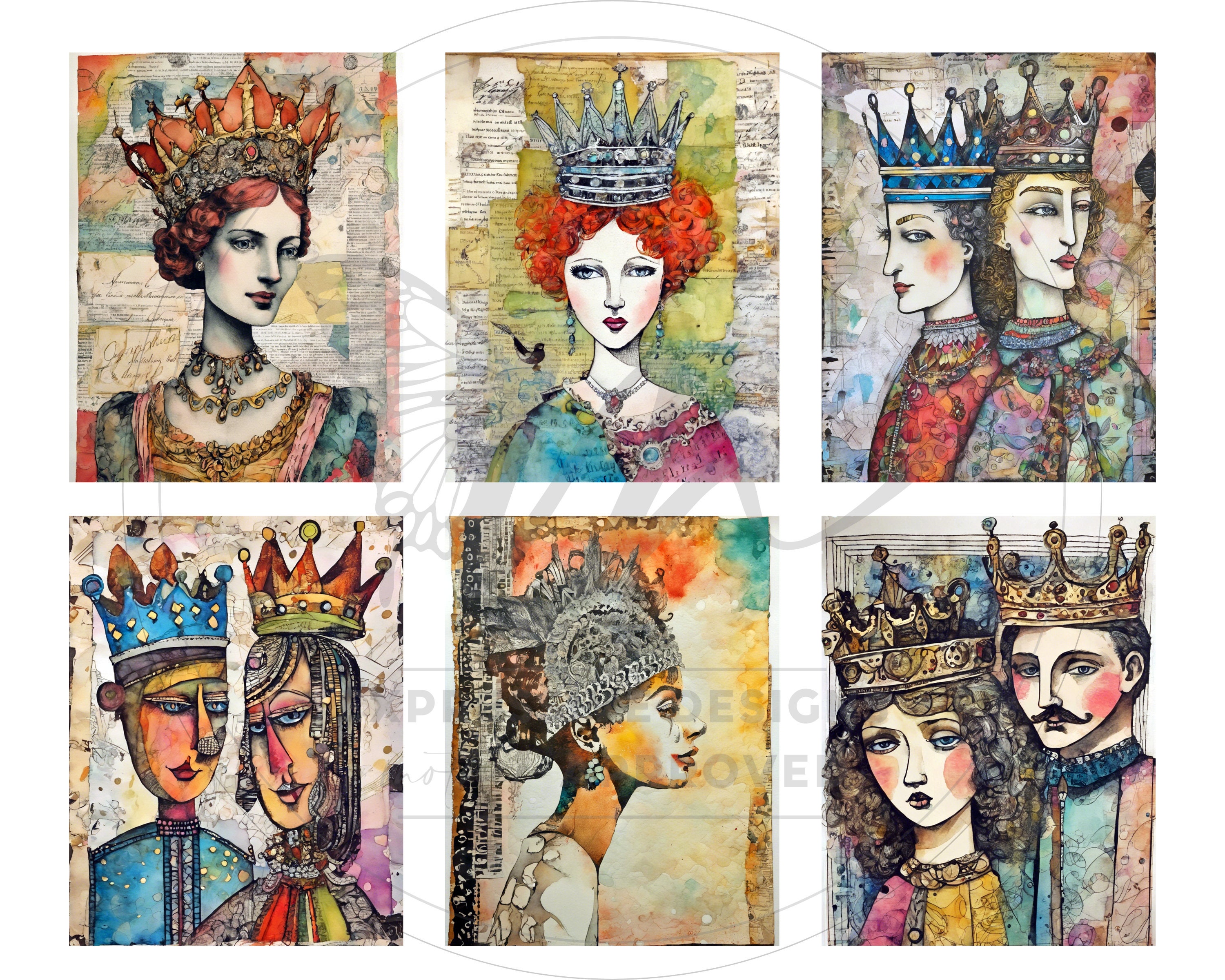 Queen and King Digital Images, Queen Digital Image, King Junk Journal ...