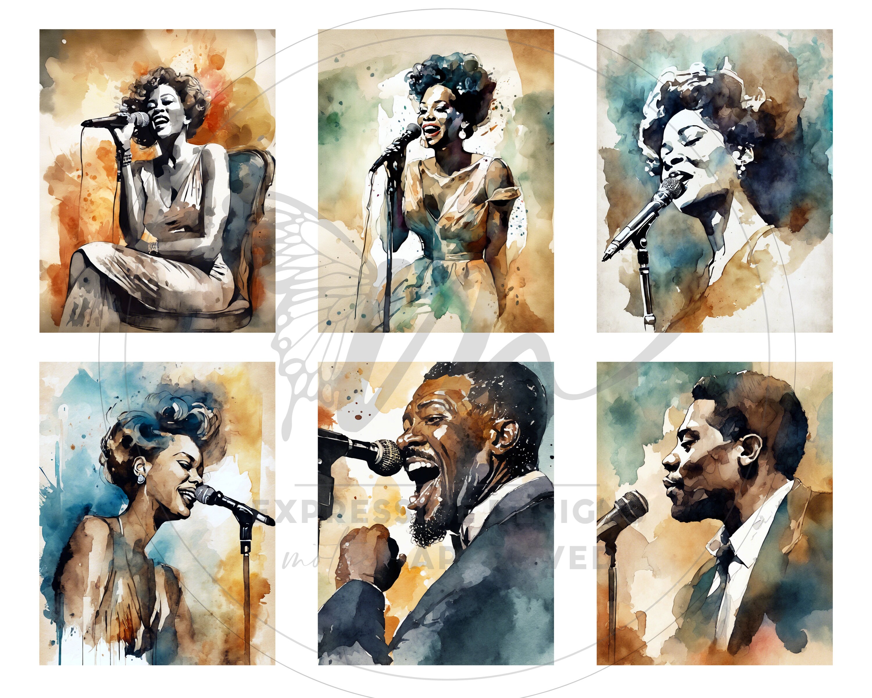 Jazz Singer Watercolor Clipart, Junk Journal Images (digital Download ...